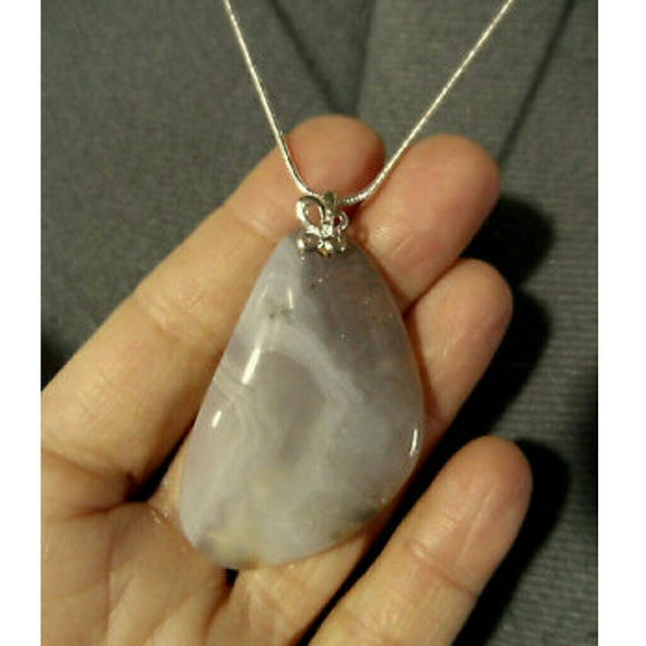 unbranded | Jewelry | New Agate Pendant Necklace Set 925 Silver | Poshmark